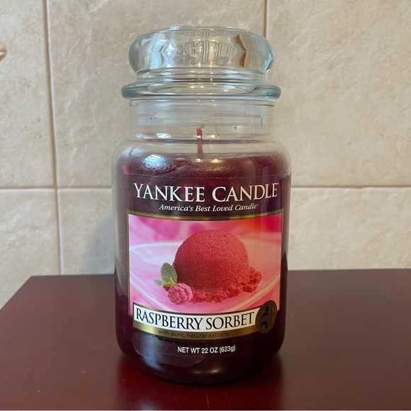 Yankee Candle | Accents | New Yankee Candle Raspberry Sorbet Large Jar ...